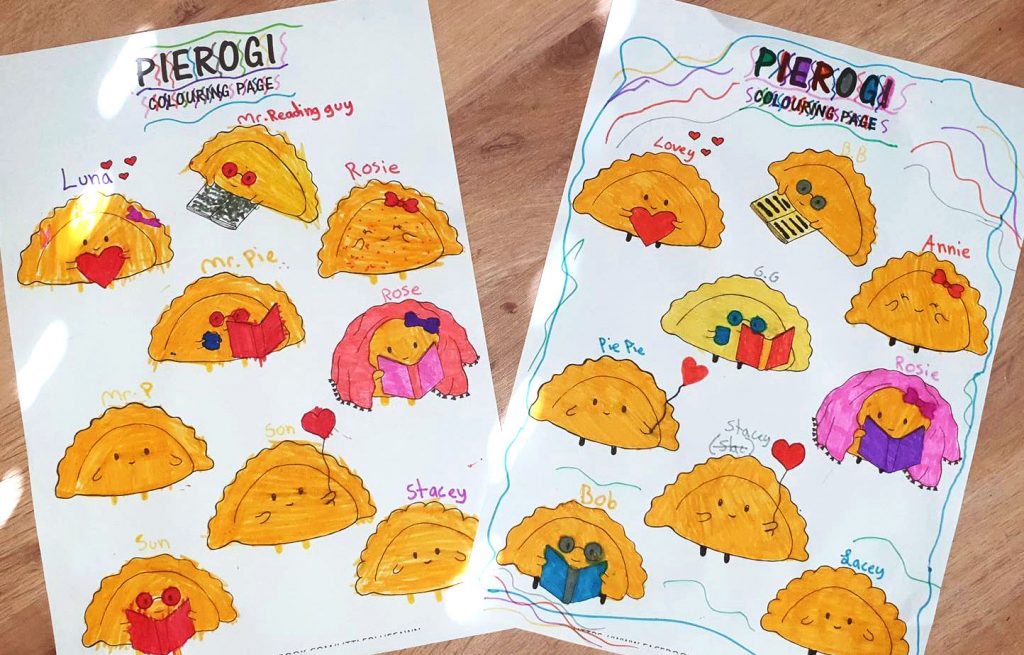 Printable dumplings colouring page (instant download) - Little Blue Fawn