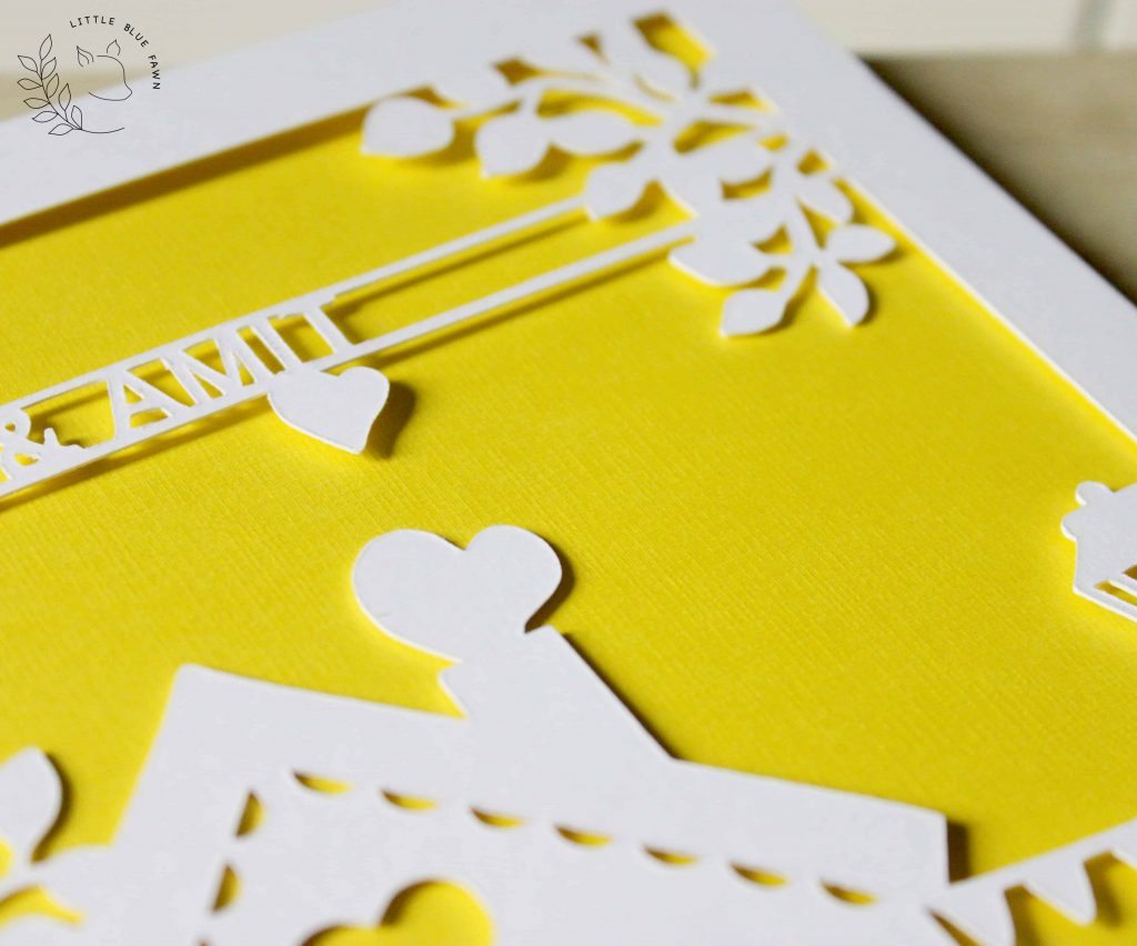 Personalised papercut New Home card - Little Blue Fawn